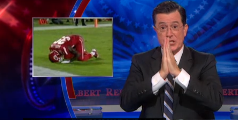 Video: Colbert ridicules penalty against Muslim NFL player