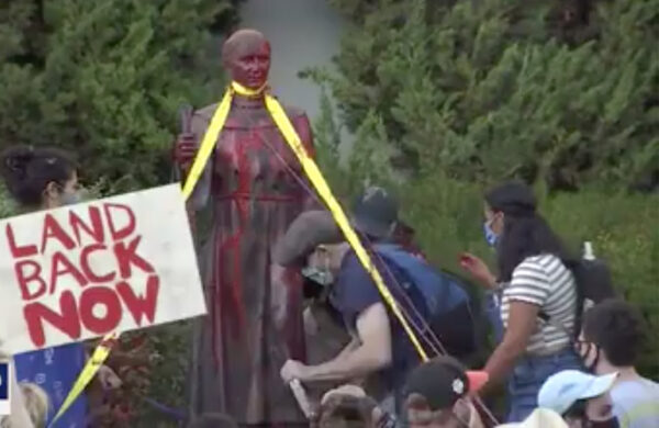Five charged in toppling of Junipero Serra statue in northern California