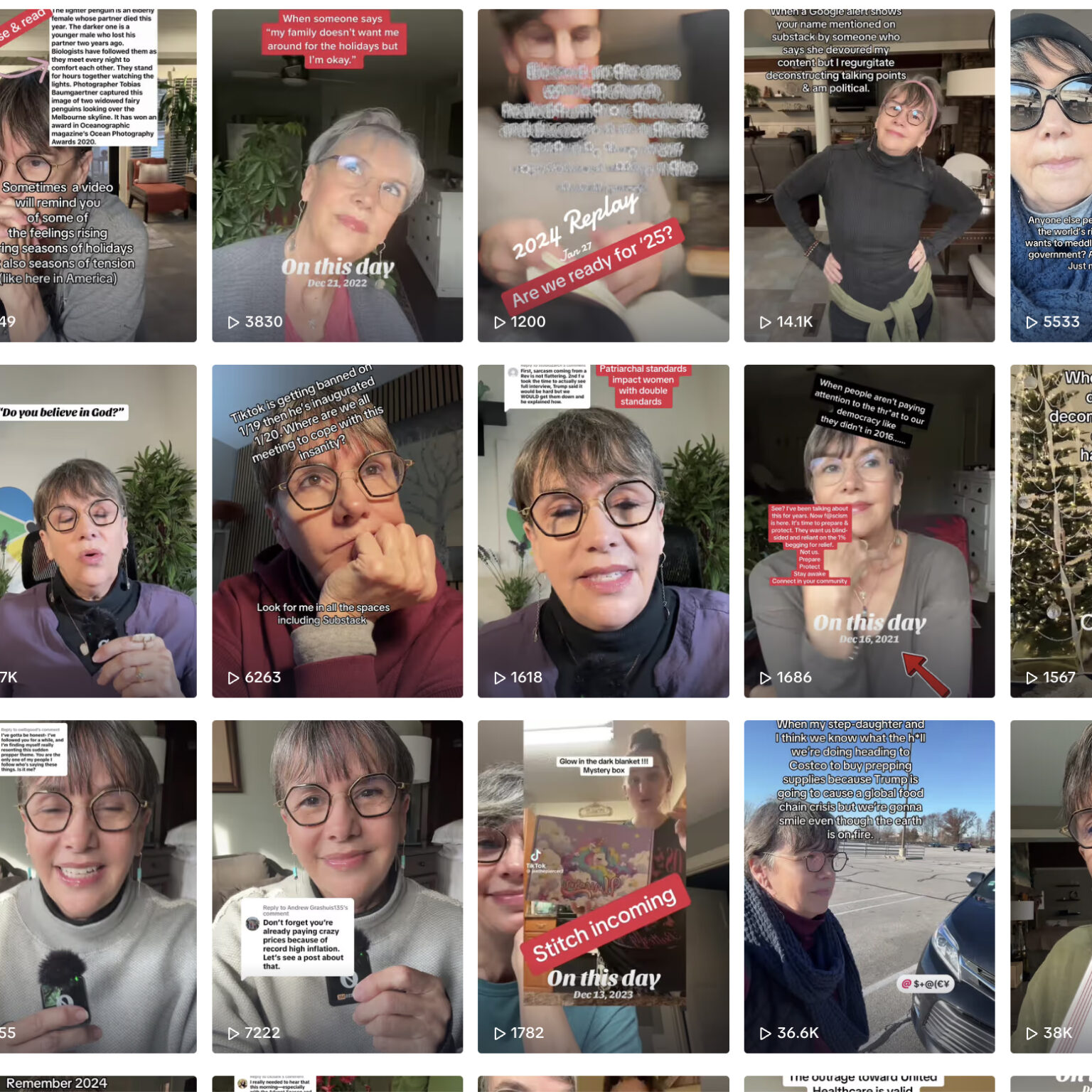A variety of recent TikTok posts by the Rev. Karla Kamstra. (Screen ...