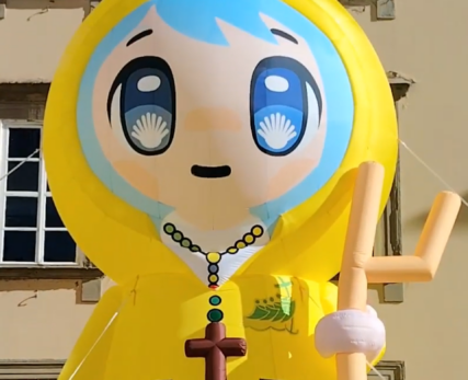 Luce, a cartoon mascot for Catholic Church’s 2025 Jubilee, appeals to a ...